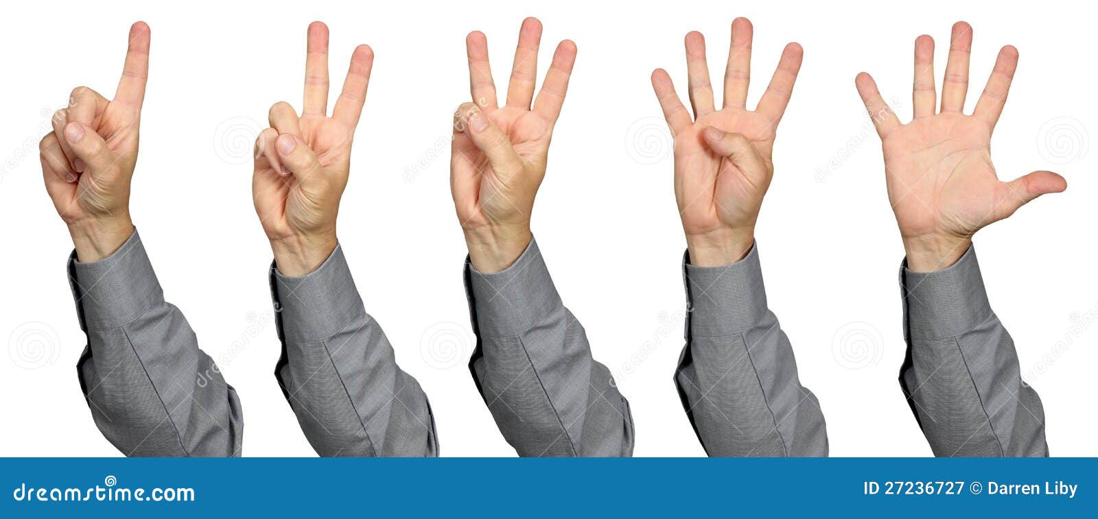 Businessman Counting with Fingers Stock Image - Image of five, sleeve ...