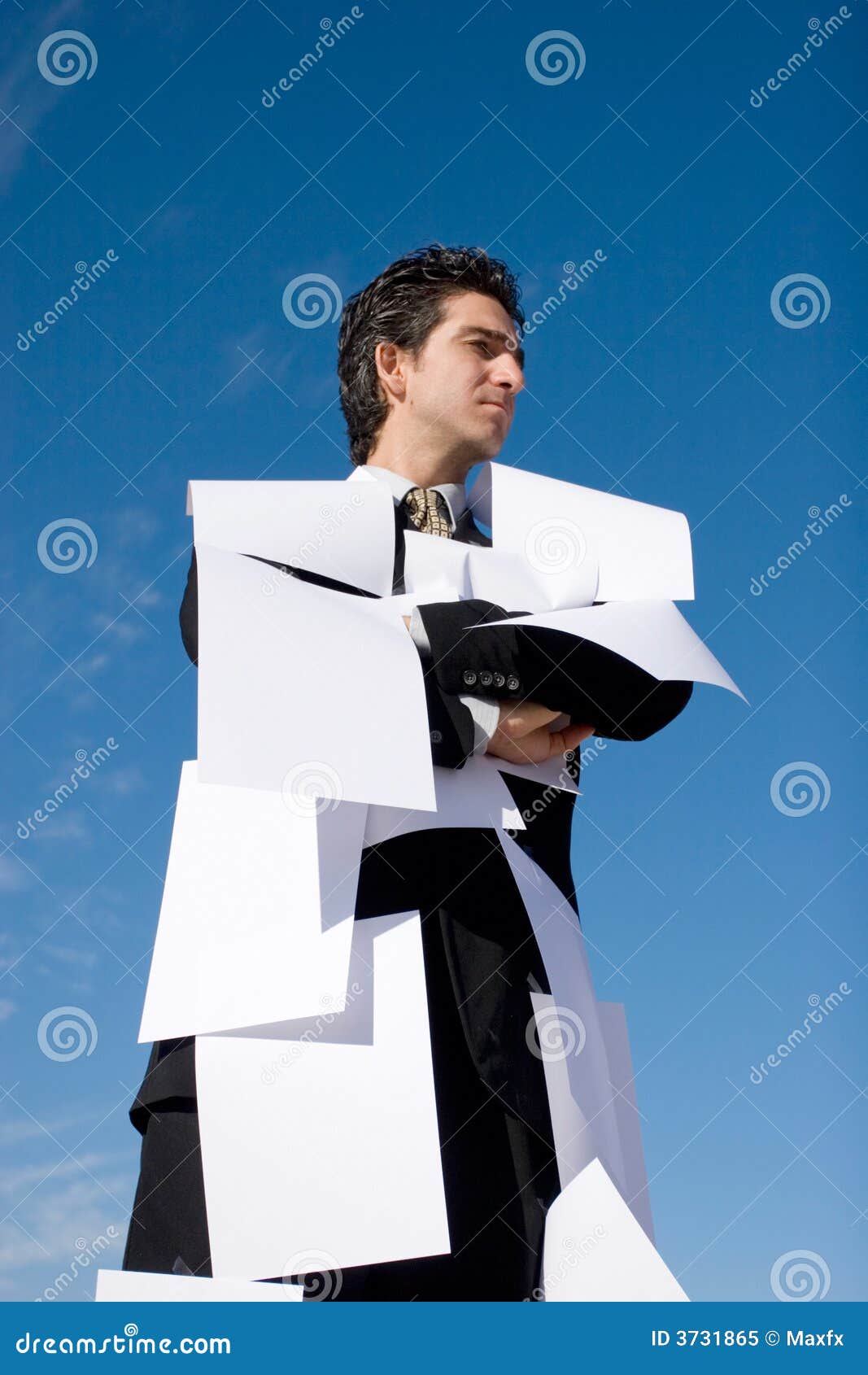 Businessman Covered with Papers Stock Image - Image of professional ...
