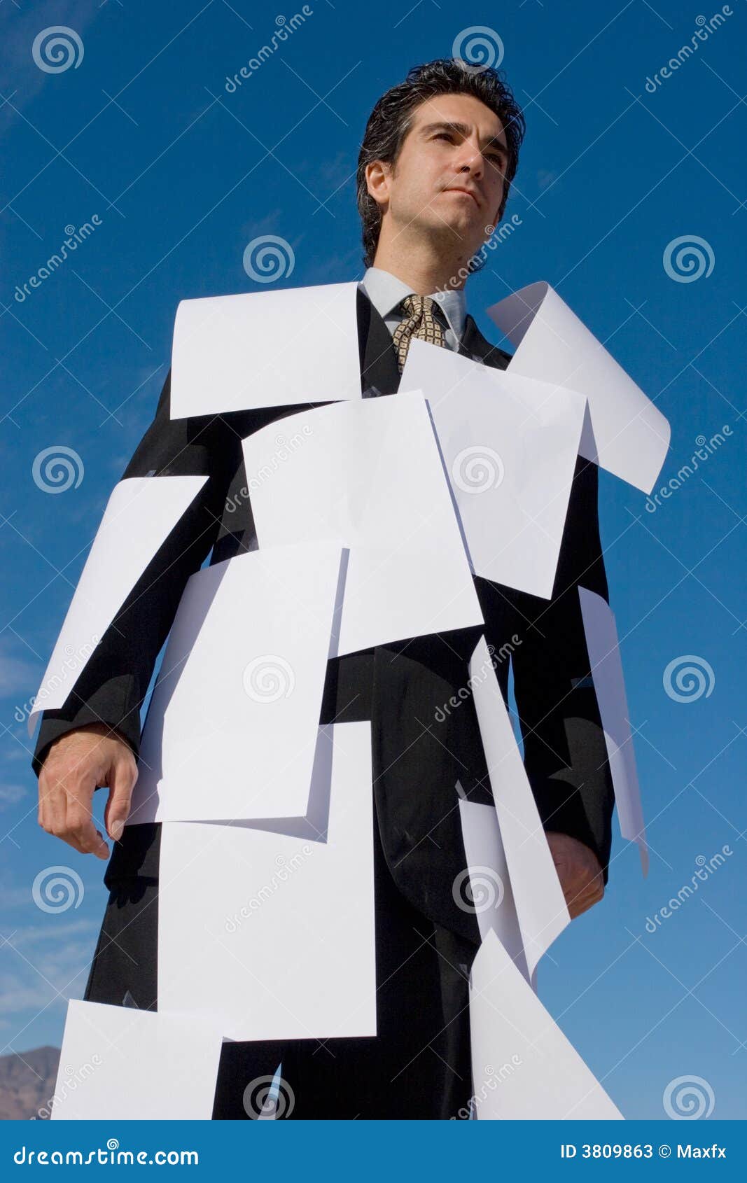 Businessman Covered with Papers Stock Image - Image of paperwork ...