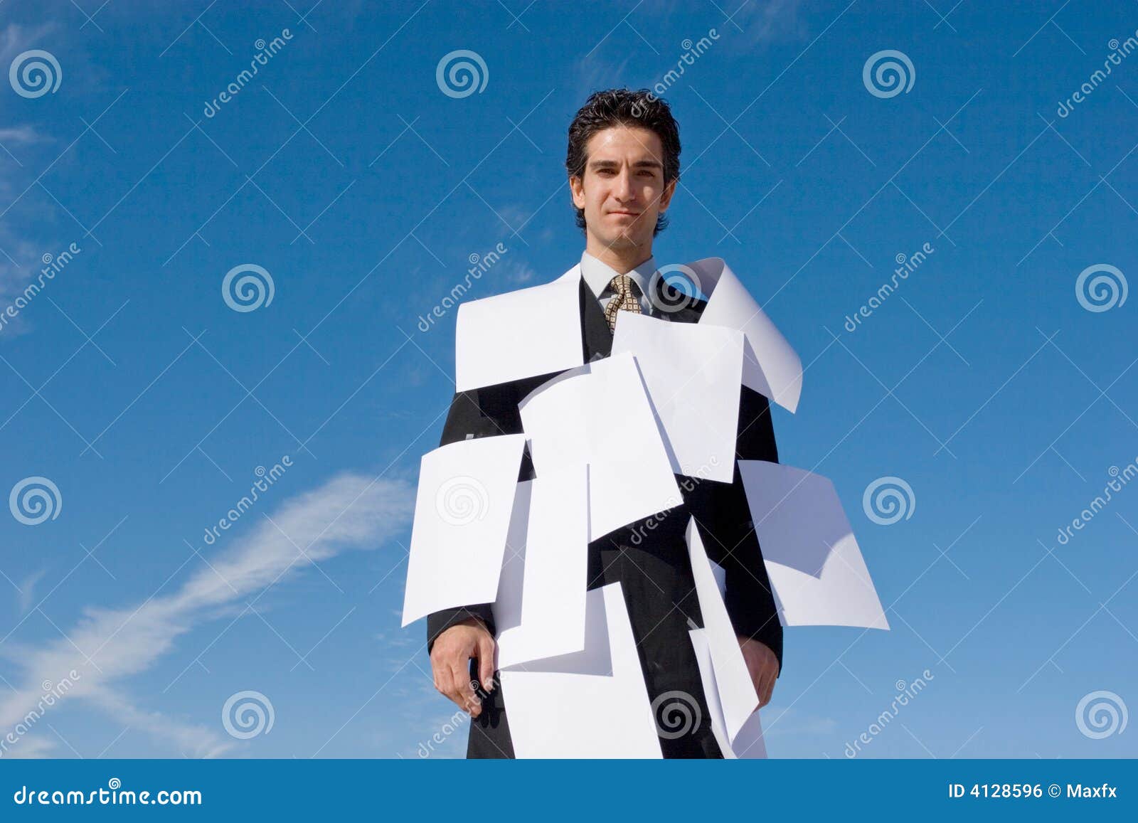 Businessman Covered with Papers Stock Photo - Image of office ...