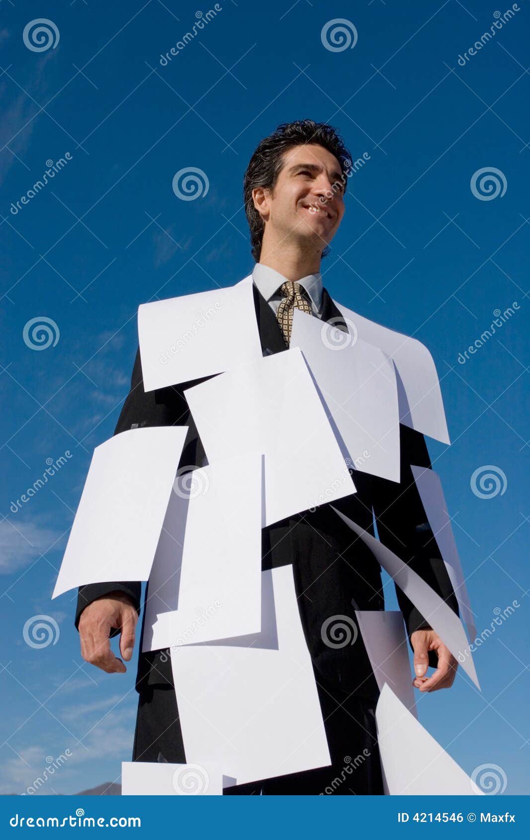 Businessman Covered with Papers Stock Photo - Image of smile ...