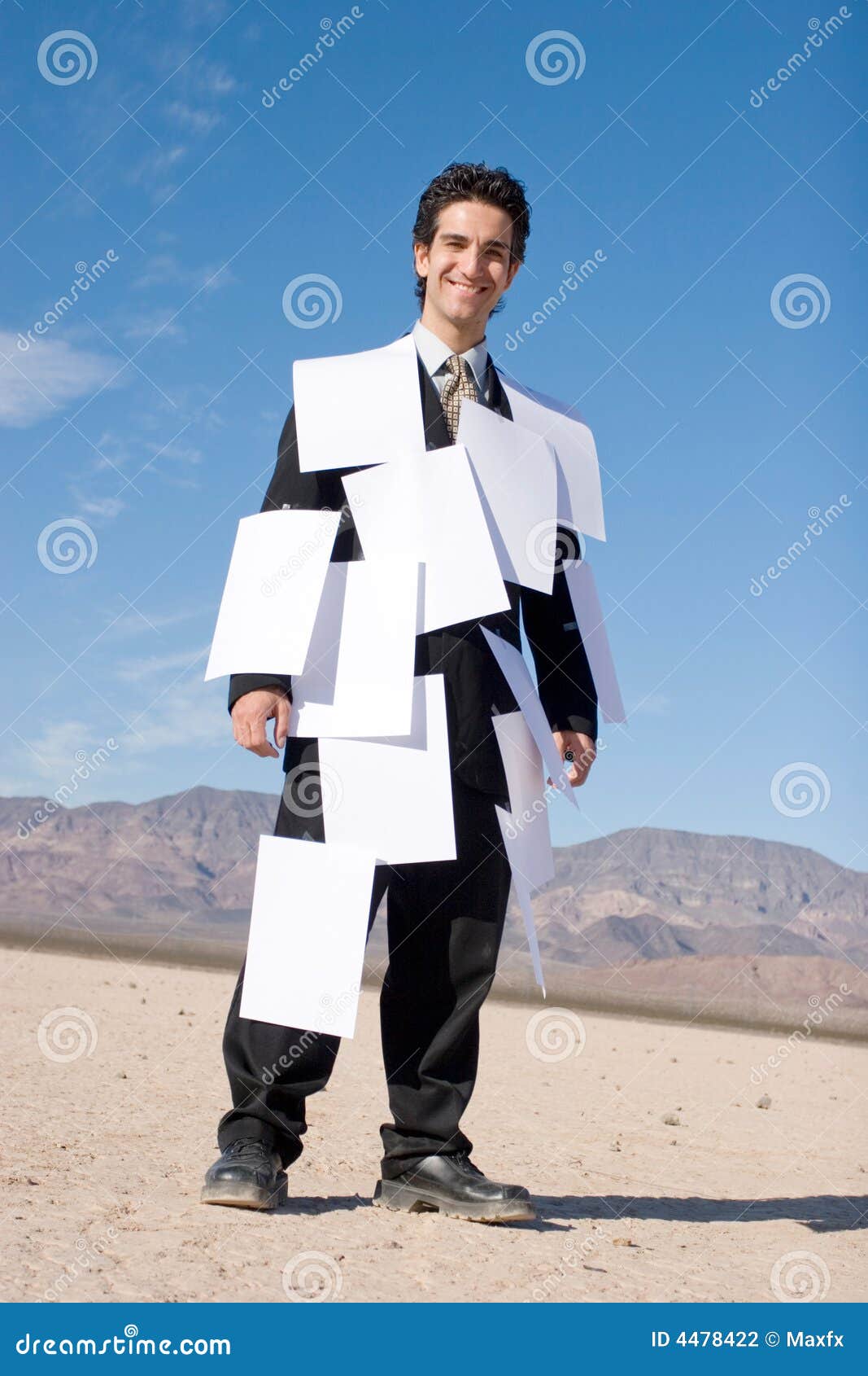 Businessman Covered with Papers Stock Photo - Image of serious, paper ...