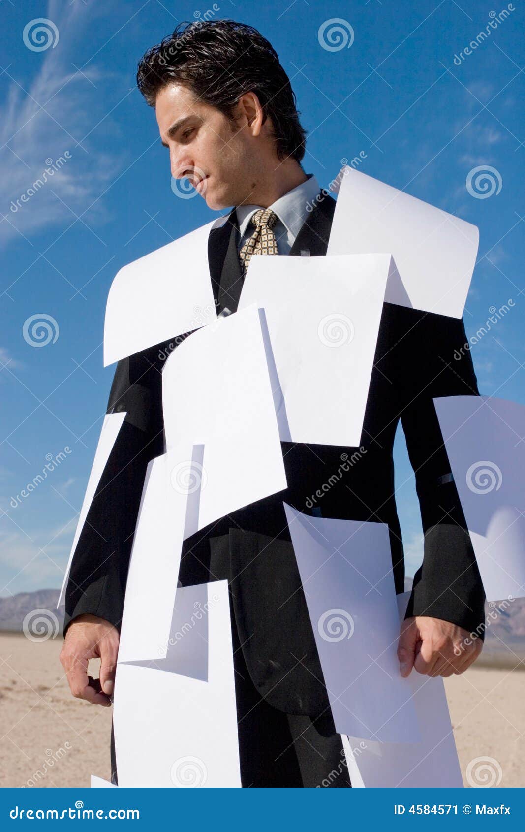 Businessman Covered with Papers Stock Image - Image of decision ...
