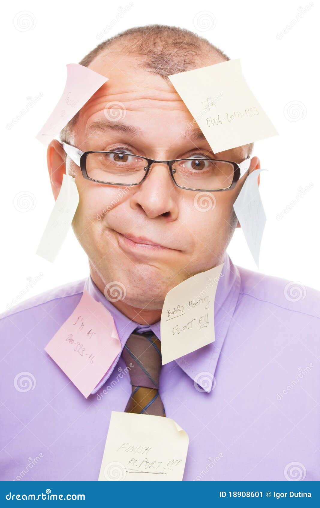 Businessman Covered with Sticky Notes Stock Image - Image of note ...