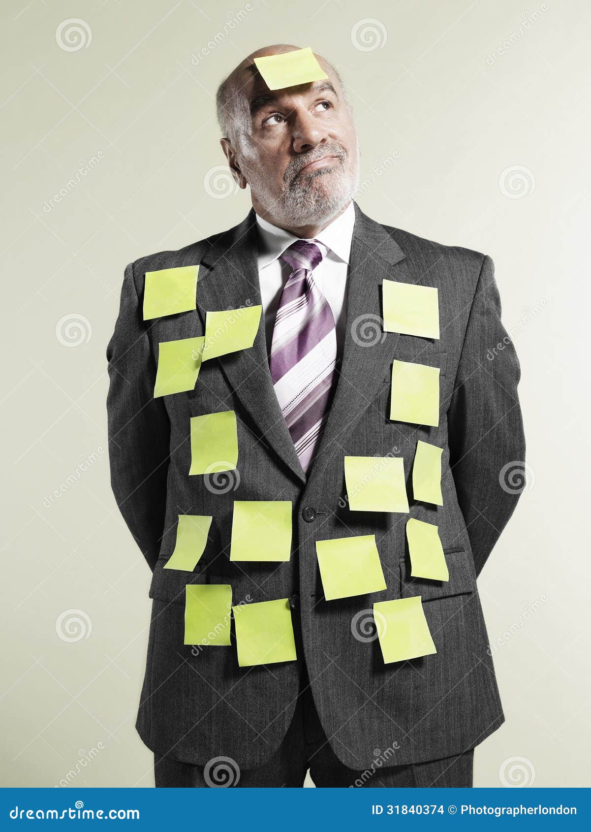 Businessman Covered with Sticky Notes Stock Photo - Image of ideas ...