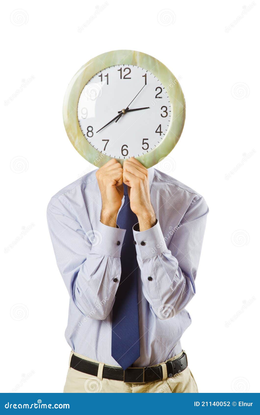 Businessman Covering Face with Clock Stock Photo - Image of accuracy ...