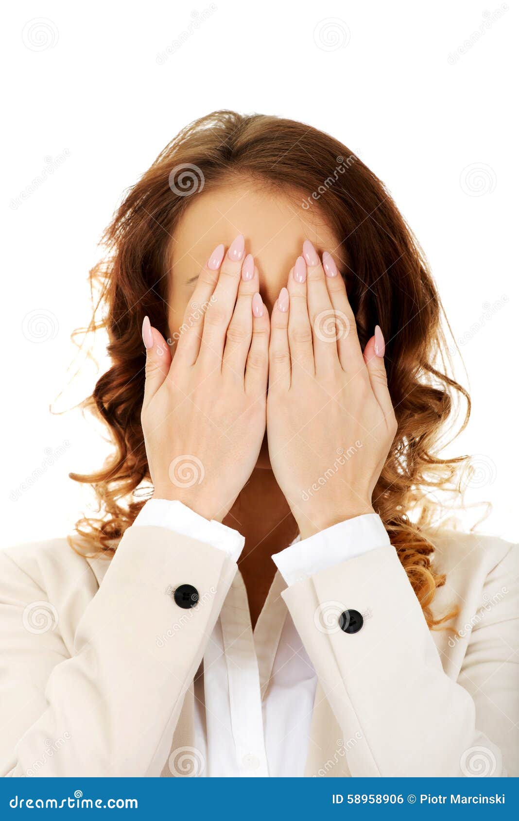 Businessman Covering Face by Hand. Stock Photo - Image of businesswoman ...