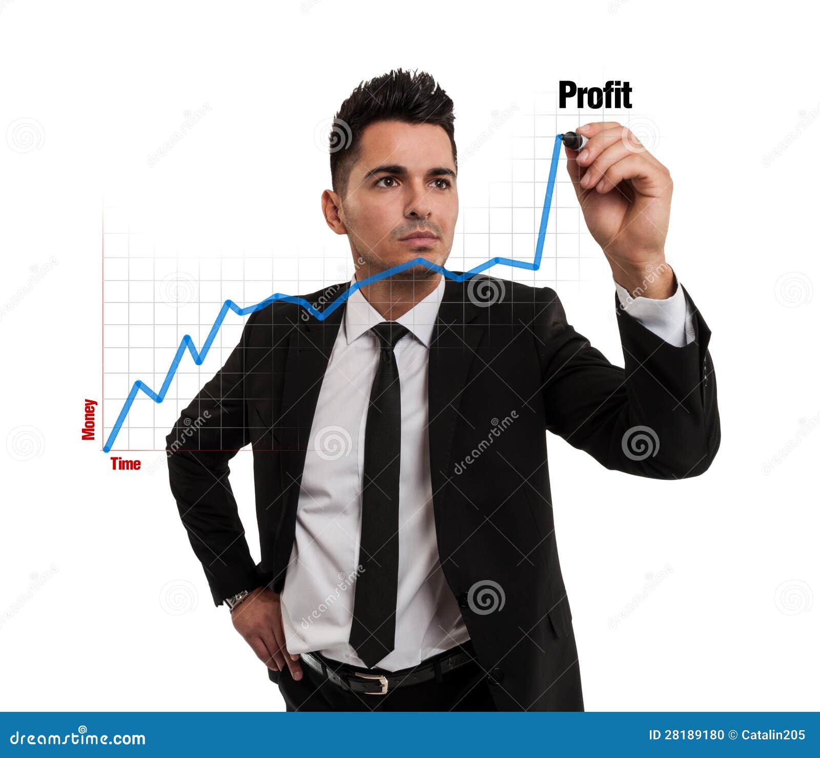 Businessman Creating a Financial Chart Stock Photo - Image of charge ...