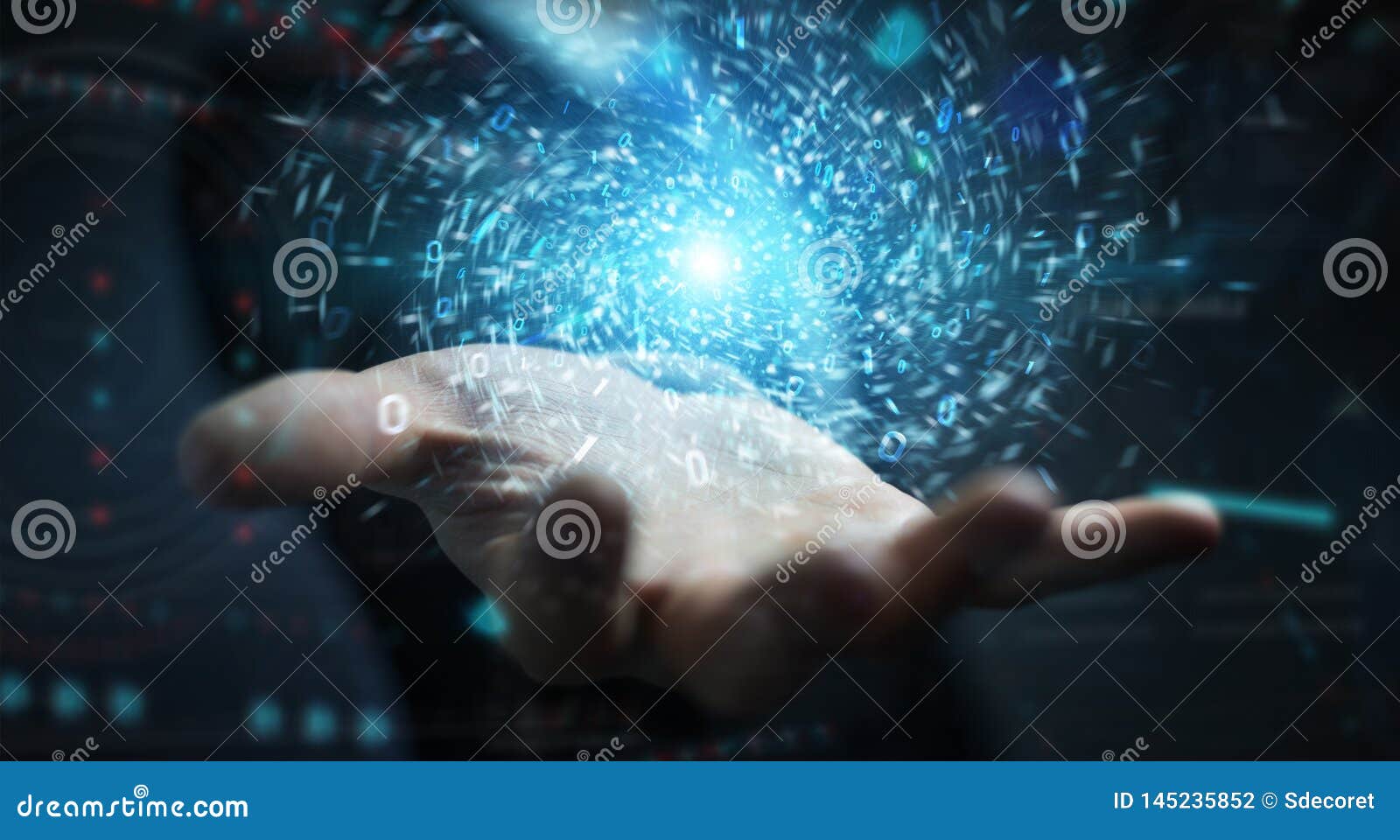 Businessman Creating New Futuristic Energy Power Source 3D Rendering ...