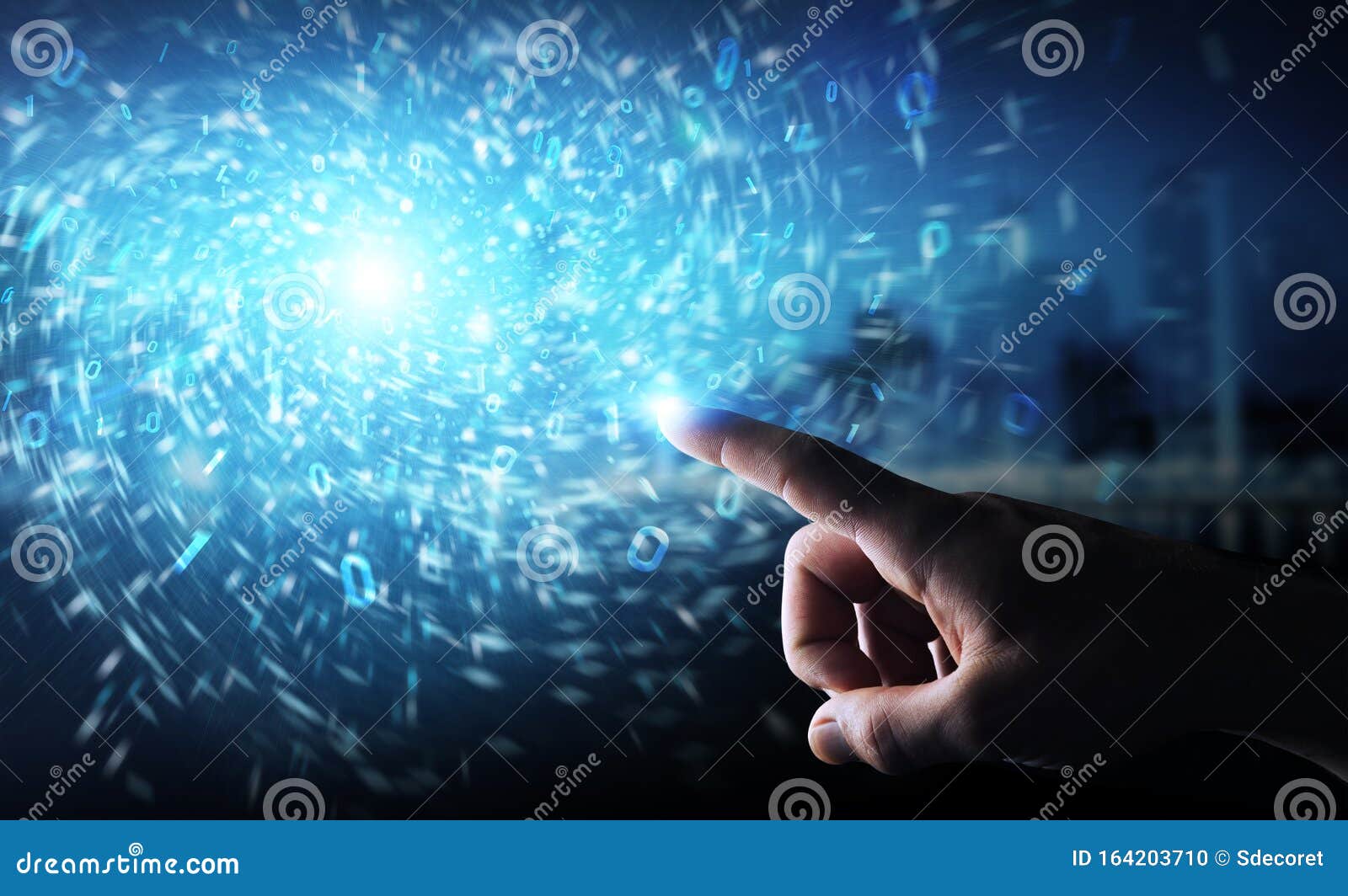 Businessman Creating New Futuristic Energy Power Source 3D Rendering ...