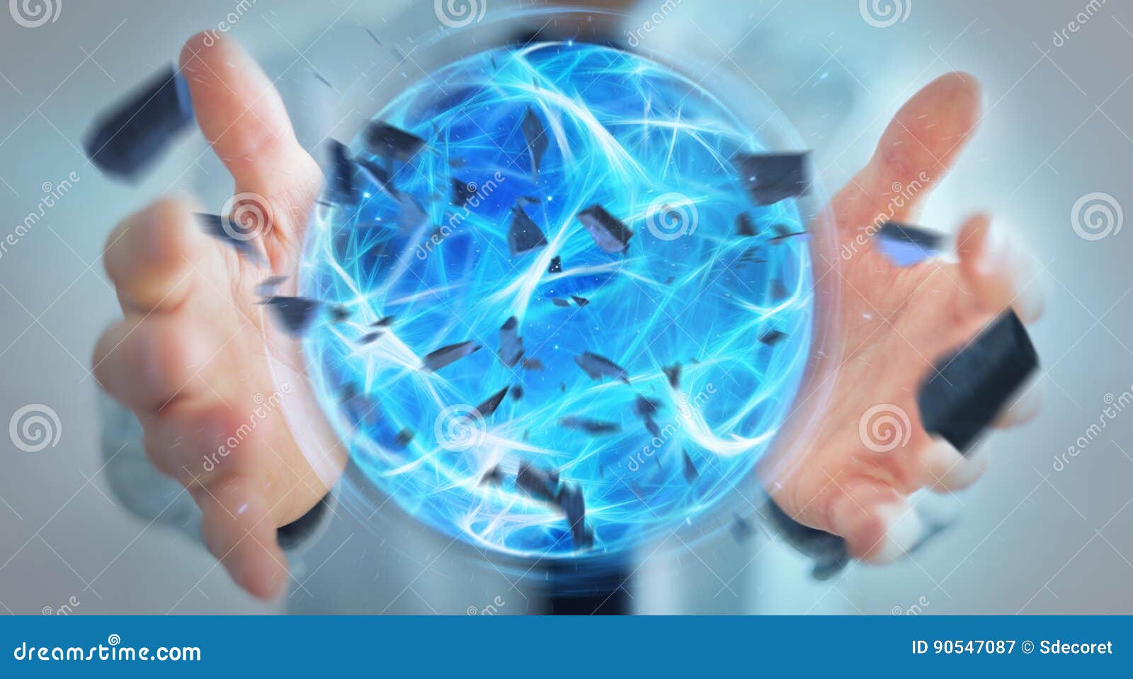 Businessman Creating a Power Ball with His Hand 3D Rendering Stock ...