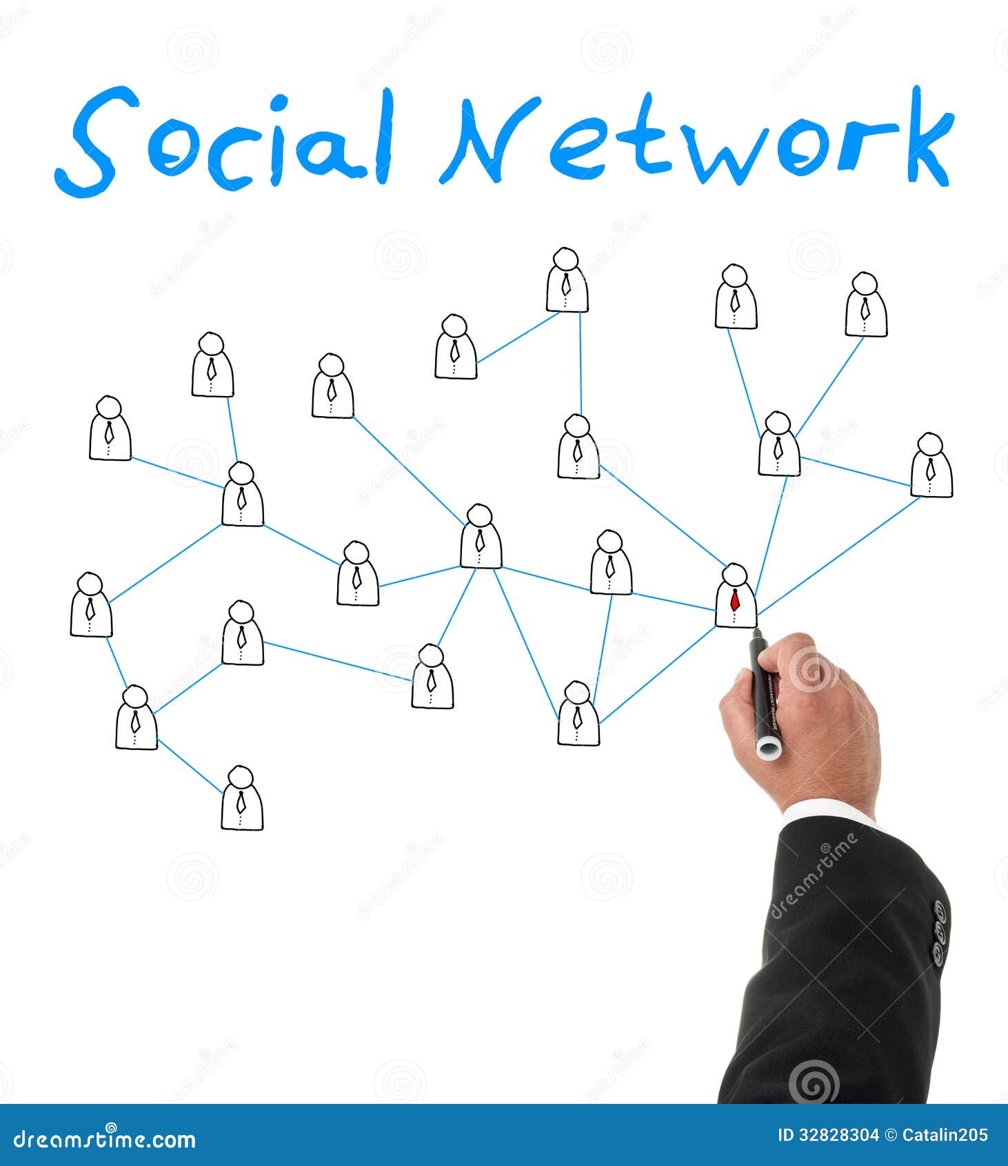 Businessman Creating a Social Network Chart Stock Photo - Image of ...