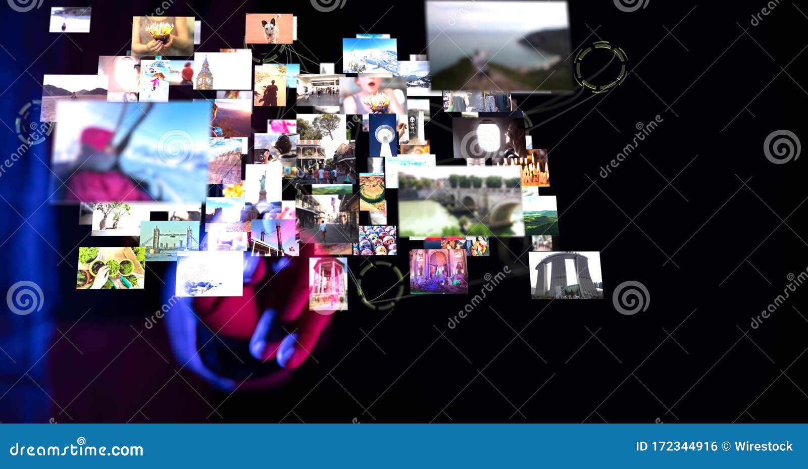 Businessman Creating a Visual Projection of Multimedia Streaming ...