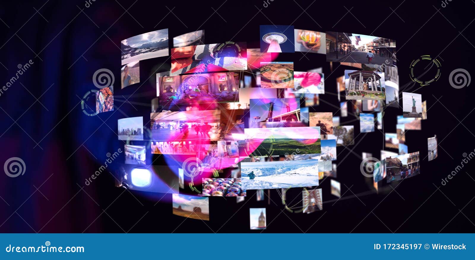 Businessman Creating a Visual Projection of Multimedia Streaming ...