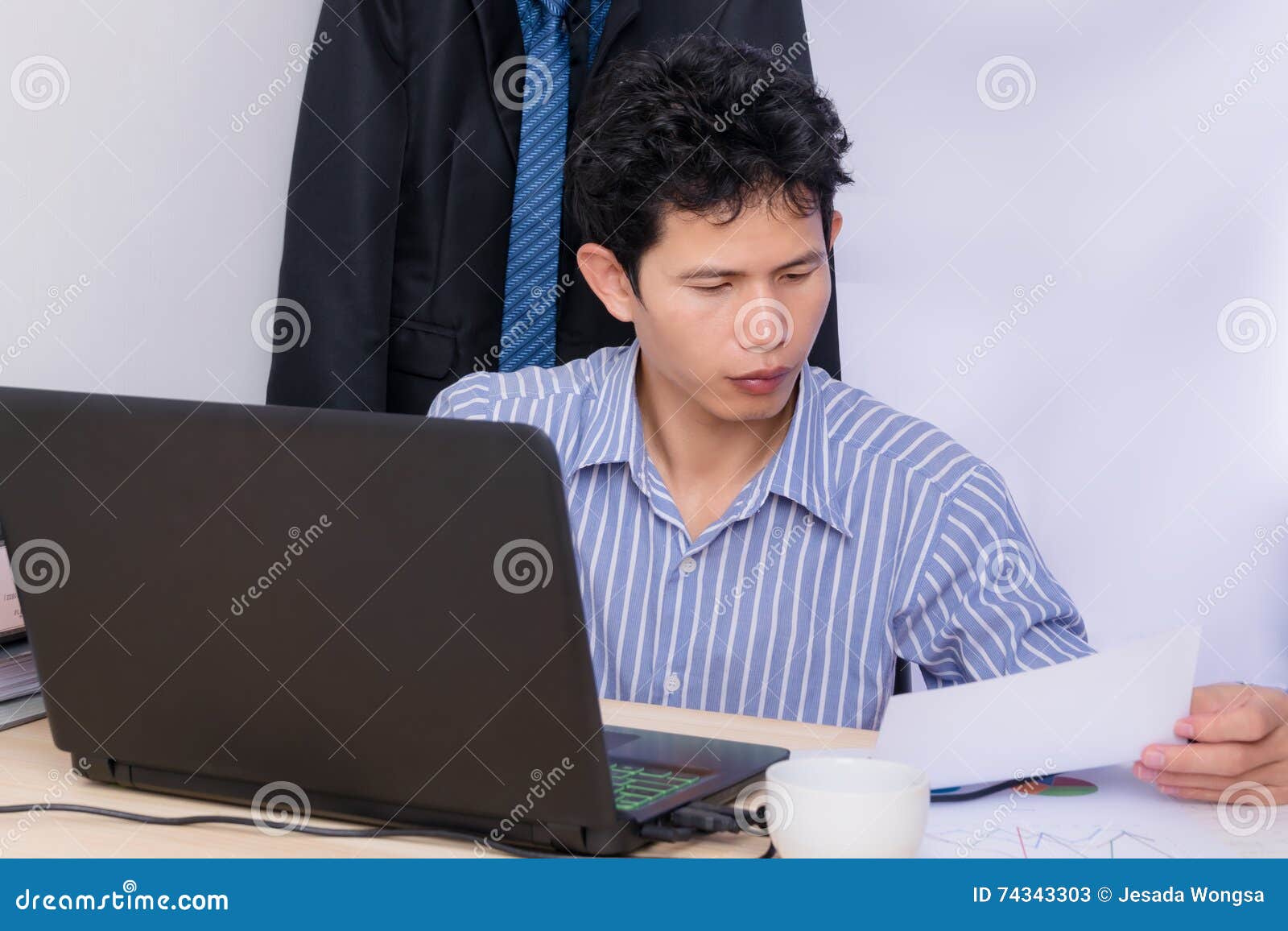 Businessman or Creative Male Office Worker with Computer Stock Image ...