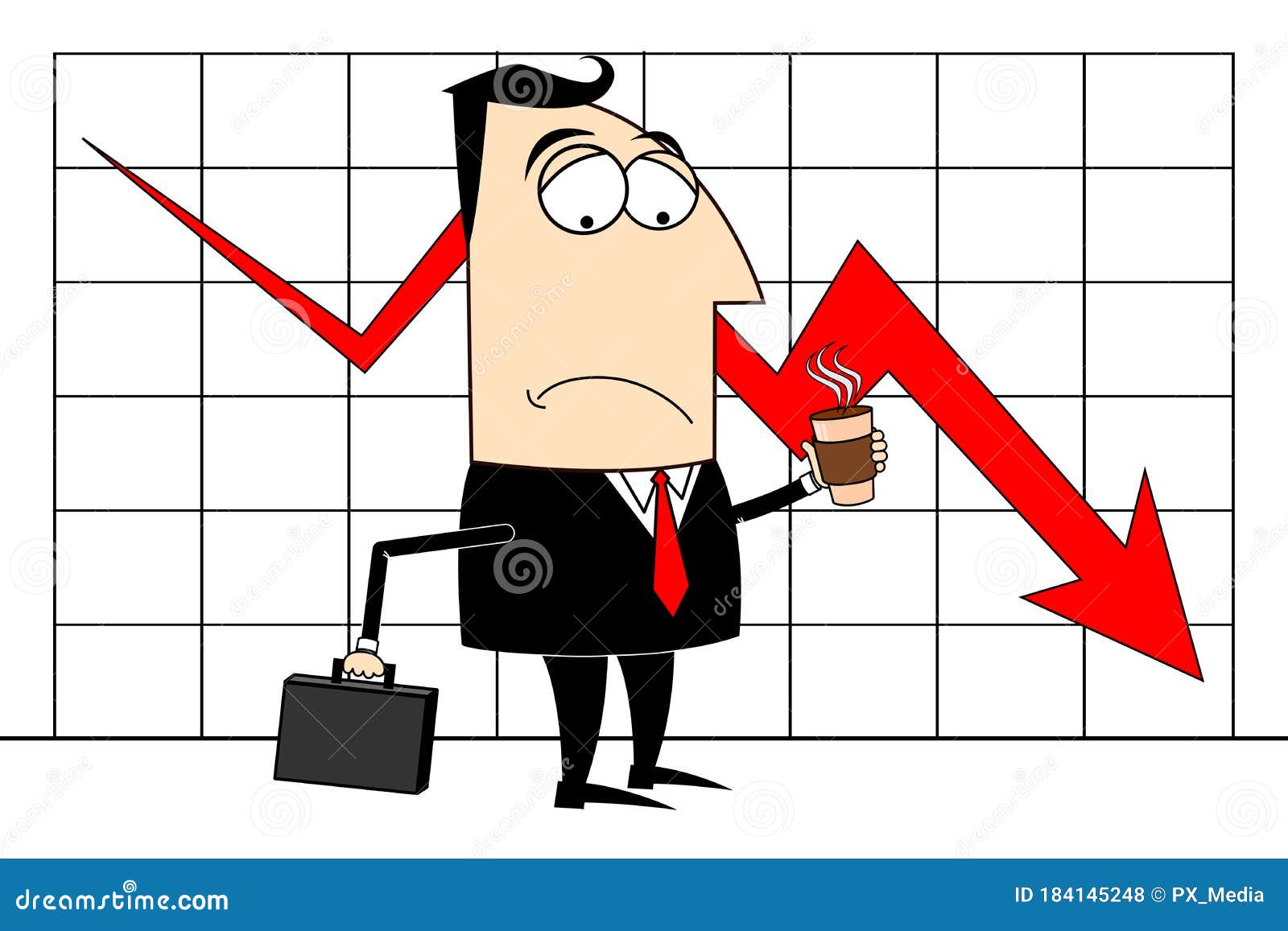 Cartoon Businessman, Downwards Arrow, Crisis Chart Royalty-Free Stock ...