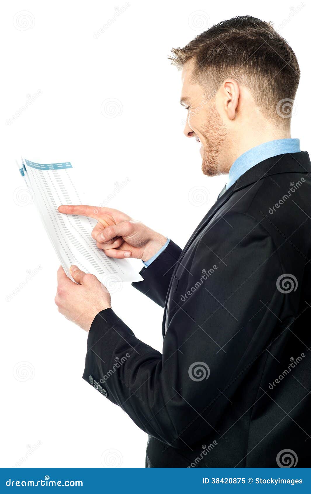Businessman Cross-checking Annual Reports Stock Image - Image of ...