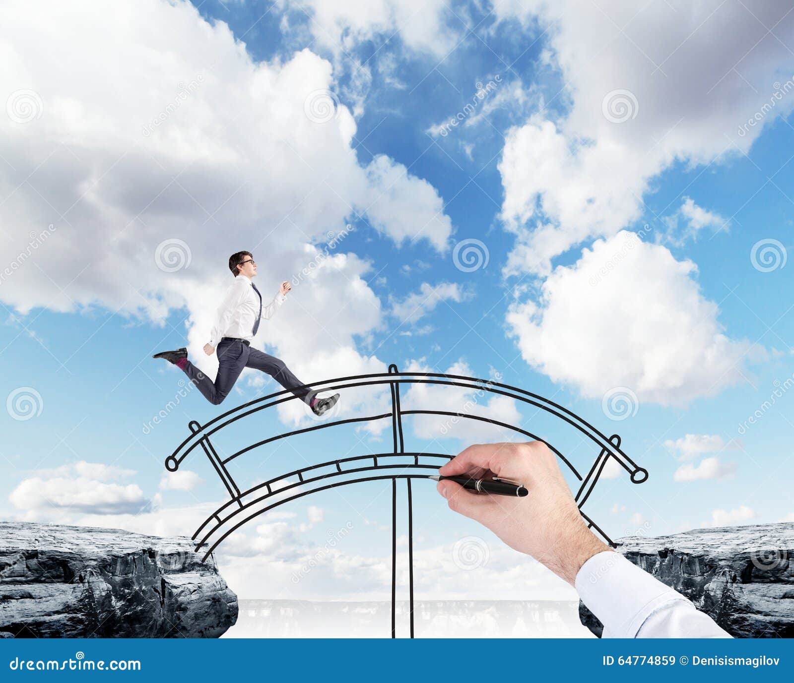 Businessman Crossing a Bridge Stock Image - Image of contract, edge ...