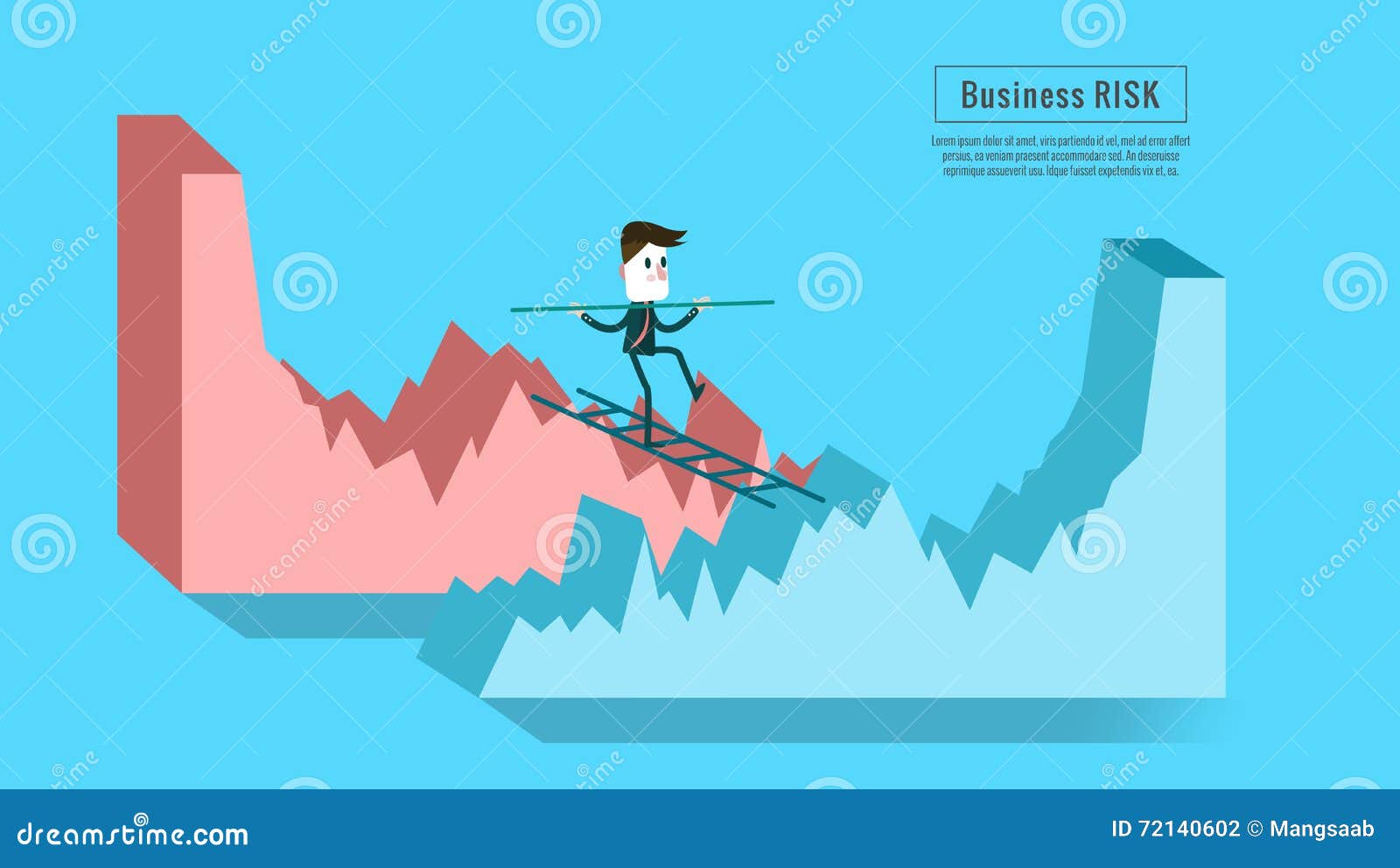 Businessman Crossing from Down Graph To Growth Graph. Concept of Risk ...