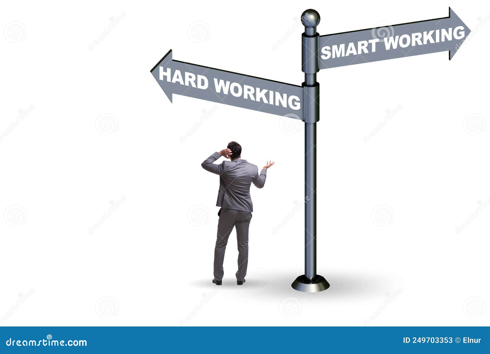 Businessman at the Crossroads on Working Smart or Hard Stock Image ...