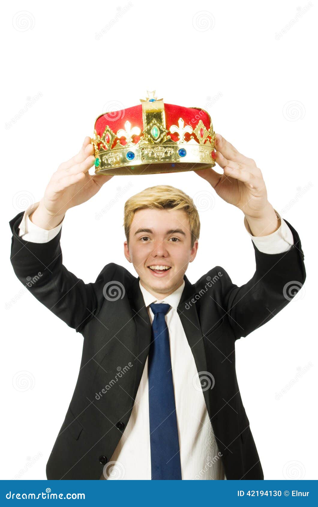 Businessman with Crown Isolated Stock Photo - Image of crown, humorous ...