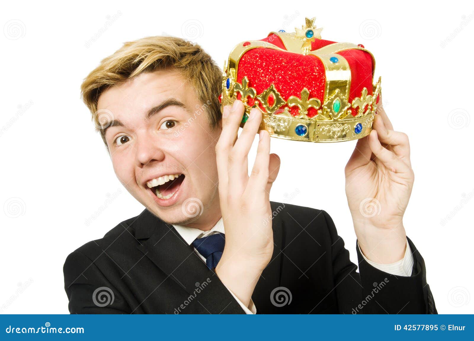 Businessman with Crown Isolated Stock Image - Image of coronation ...