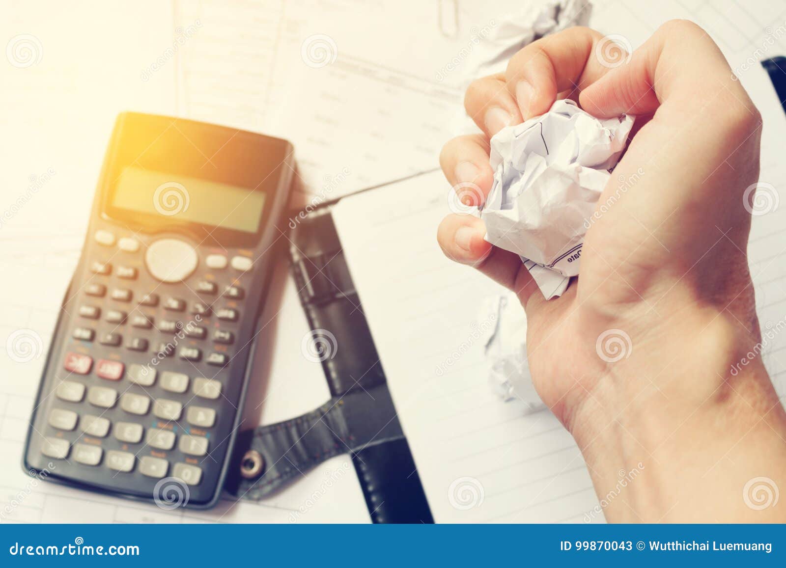 Businessman Crumpled Documents with Frustrated Hand Expression. Stock ...