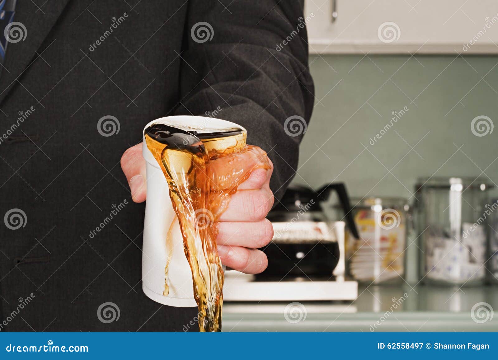Businessman Crushing Coffee Cup Stock Image - Image of careless, person ...