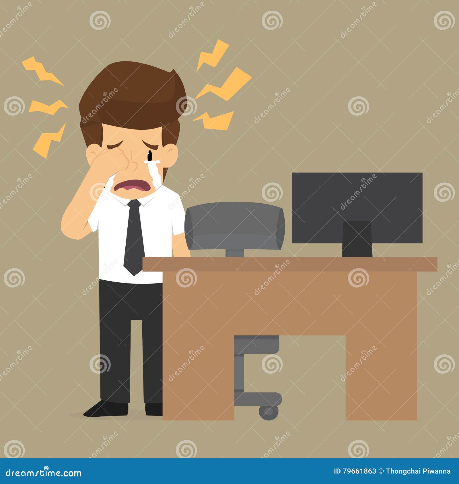 Businessman Cry. Vector Cartoon Stock Vector - Illustration of business ...