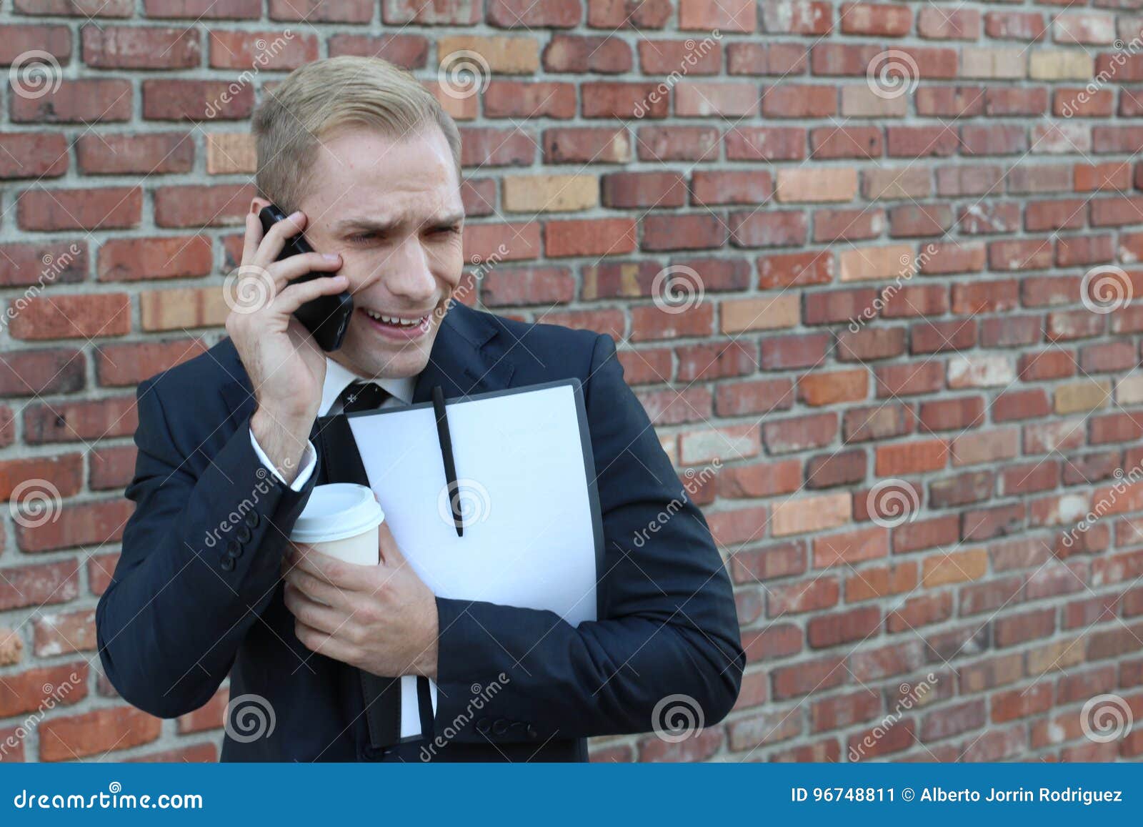 Businessman Crying while Calling by Phone Stock Image - Image of ...