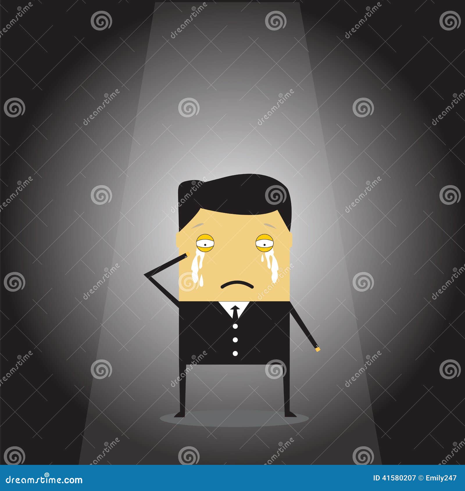 Man Or Businessman Crying When Working On Computer In Office, Vector ...