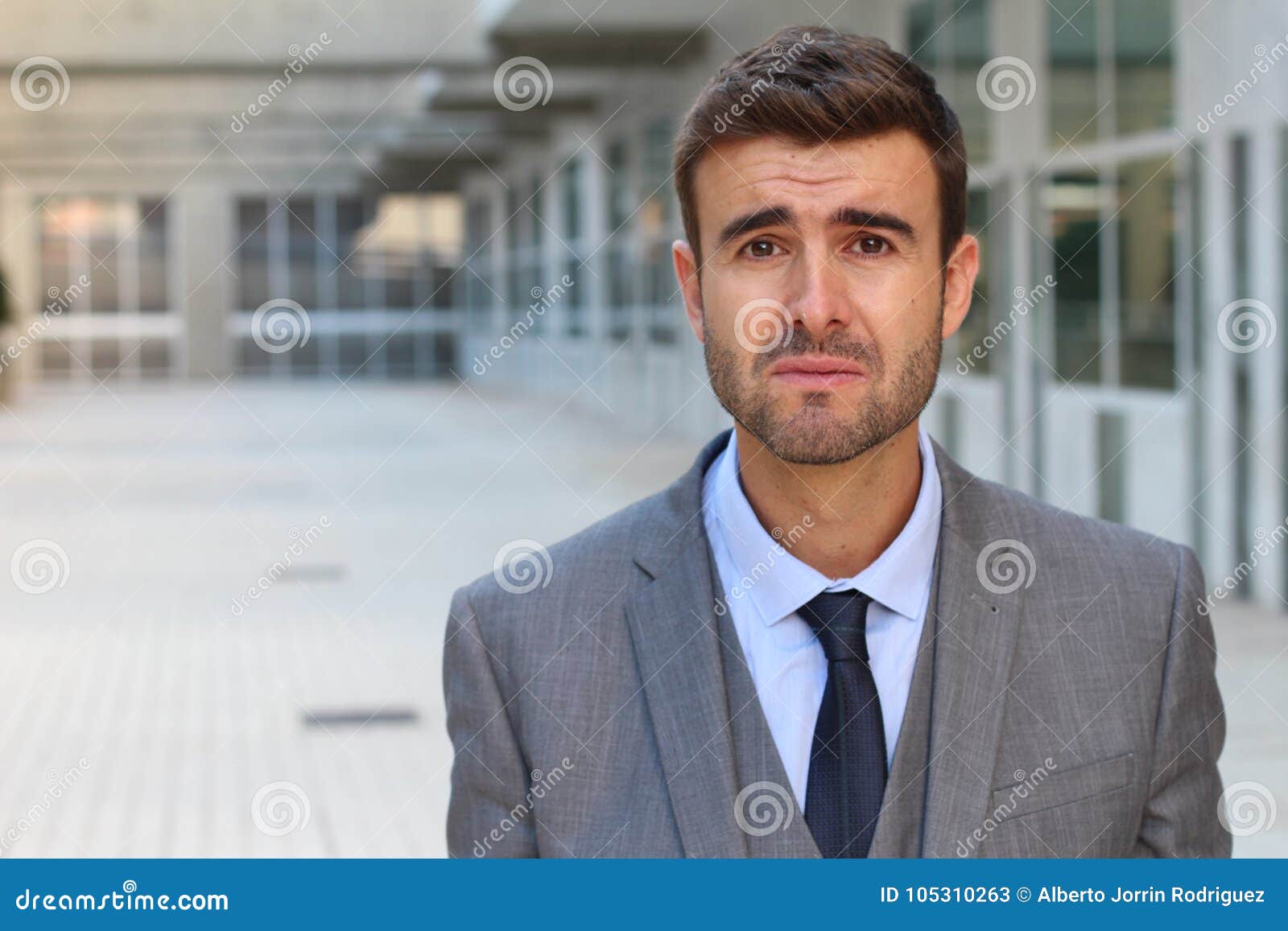 Businessman Crying with Copy Space Stock Image - Image of business ...