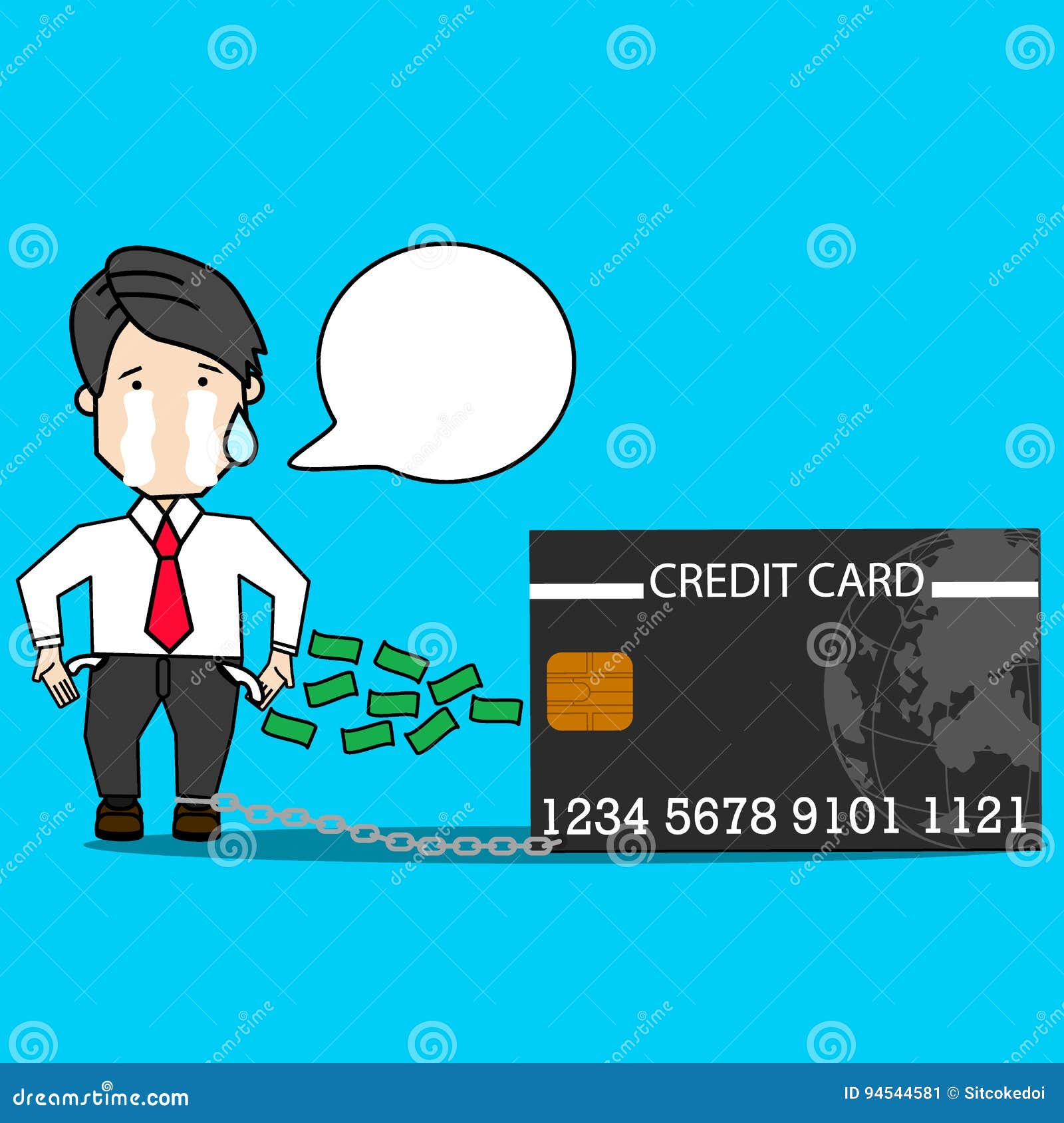 Businessman Crying for Credit Card Debt. Stock Vector - Illustration of ...
