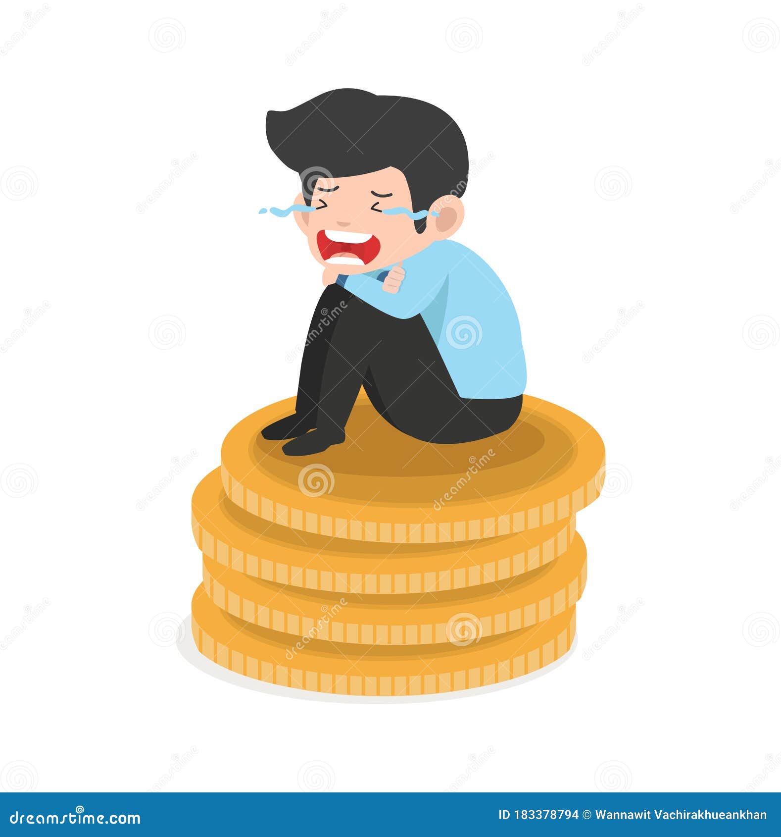 Businessman Crying Sad on Coin Stock Vector - Illustration of ...