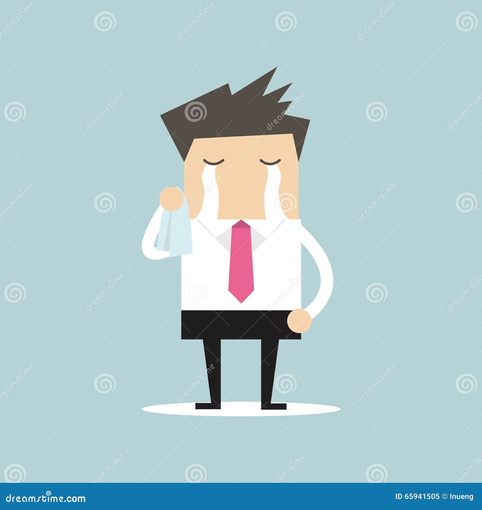 Man Or Businessman Crying When Working On Computer In Office, Vector ...