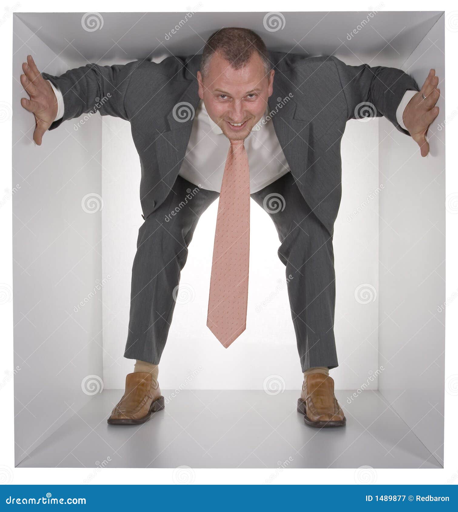 Businessman in the cube stock image. Image of escape, narrow - 1489877