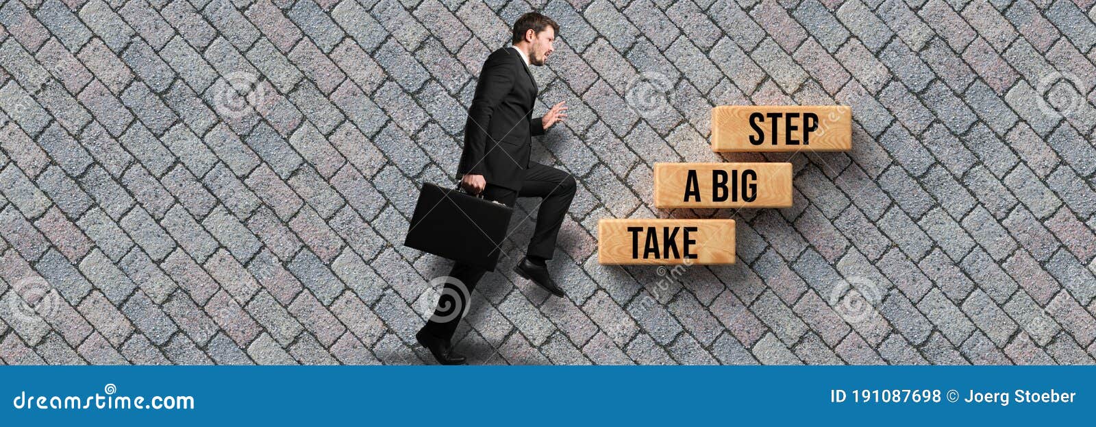 Businessman and Cubes with Message TAKE a BIG STEP Stock Photo - Image ...