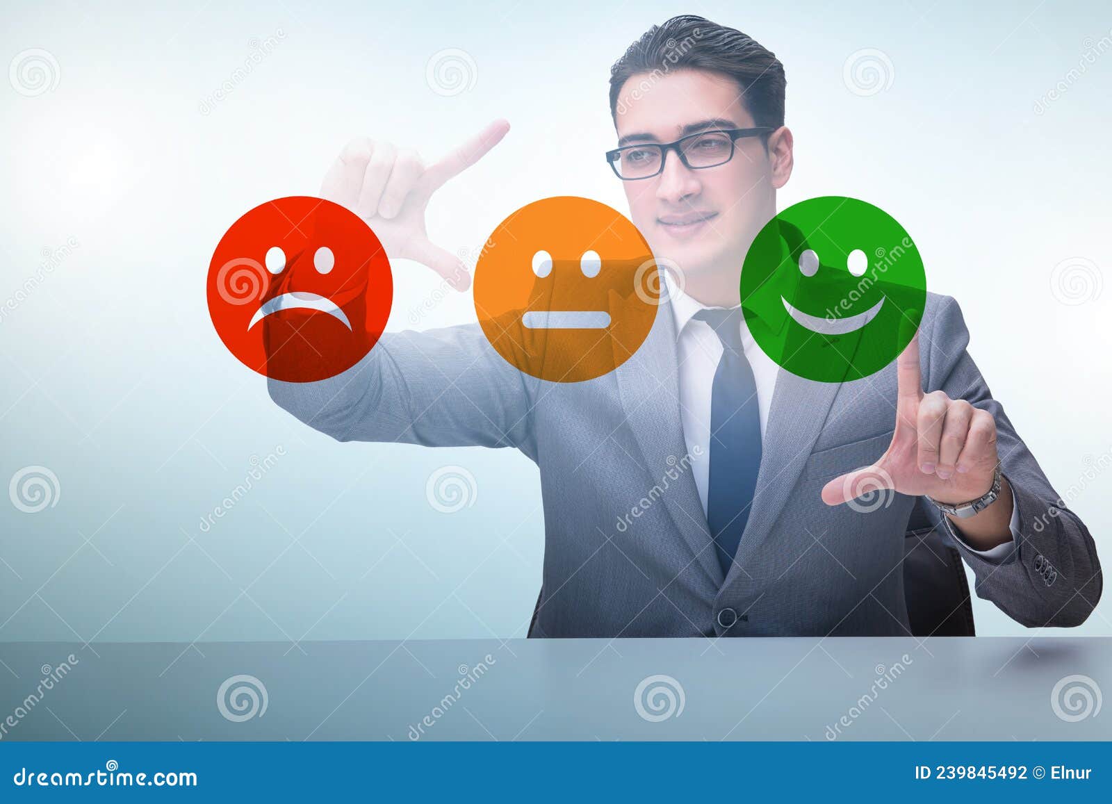 Businessman in Customer Feedback Concept Stock Photo - Image of button ...