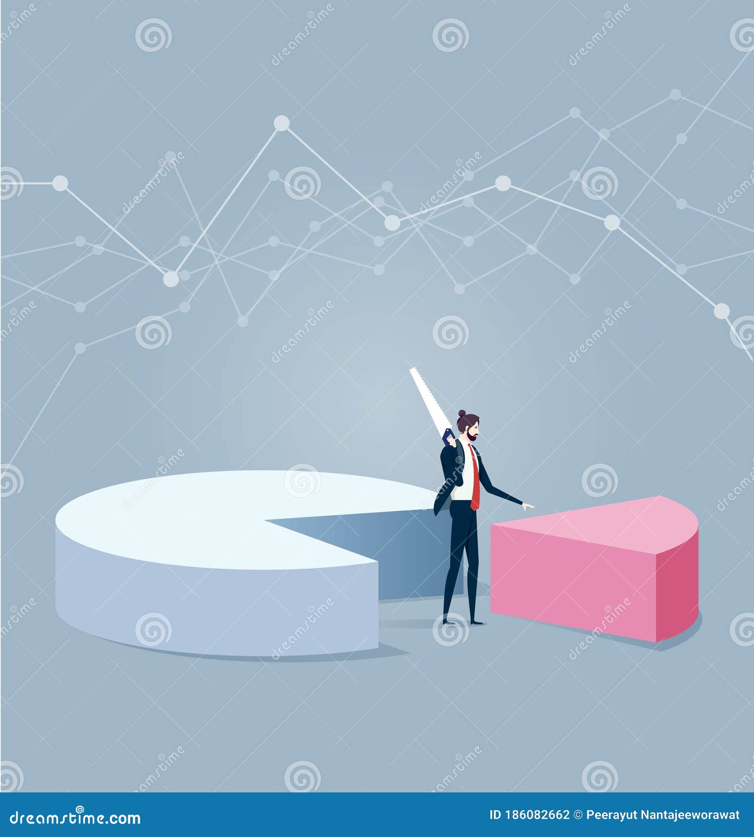 Businessman Cutting Out a Piece of Pie Chart-Business Financial Concept ...