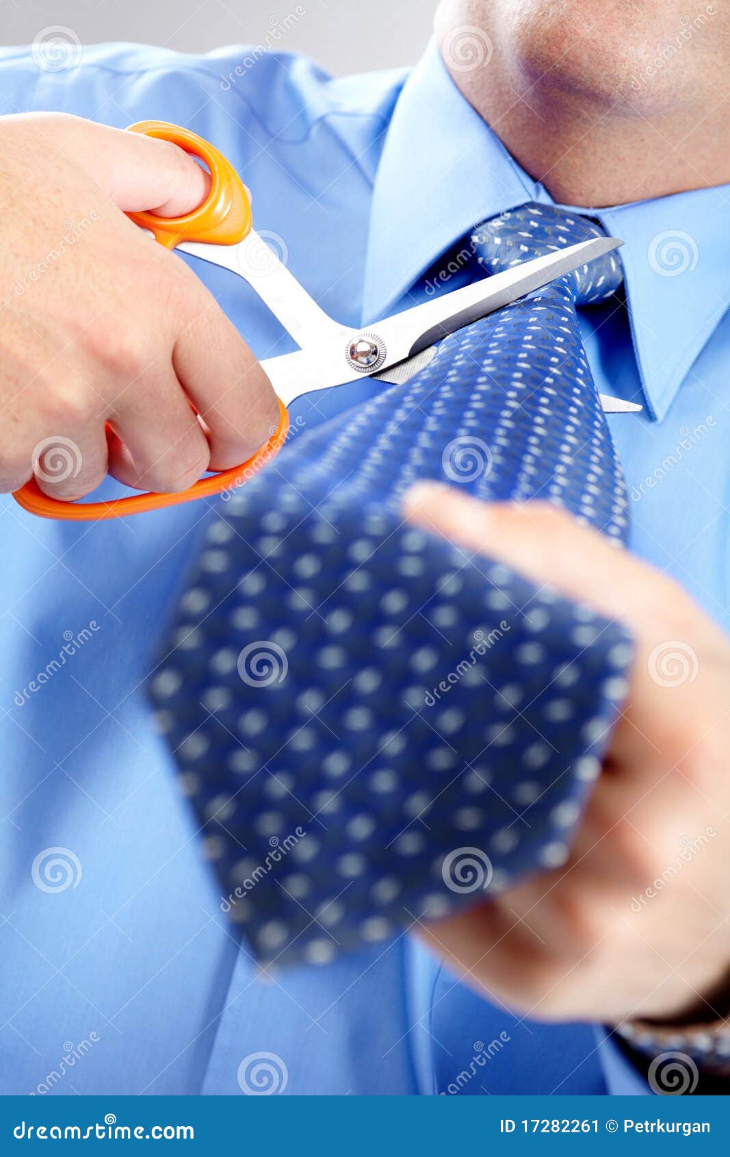 Businessman Cutting the Tie Stock Image - Image of hand, hands: 17282261