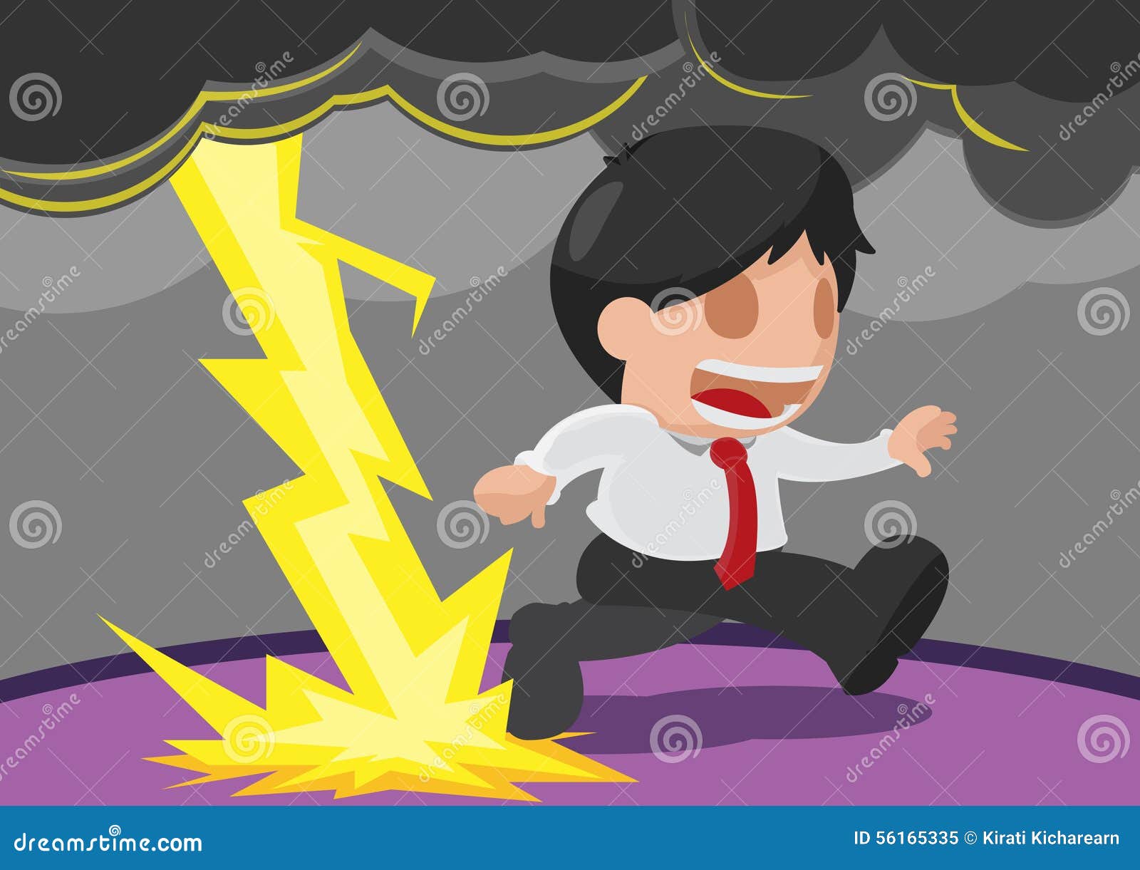 Businessman Danger Running Lightning Scared Vector Stock Vector ...