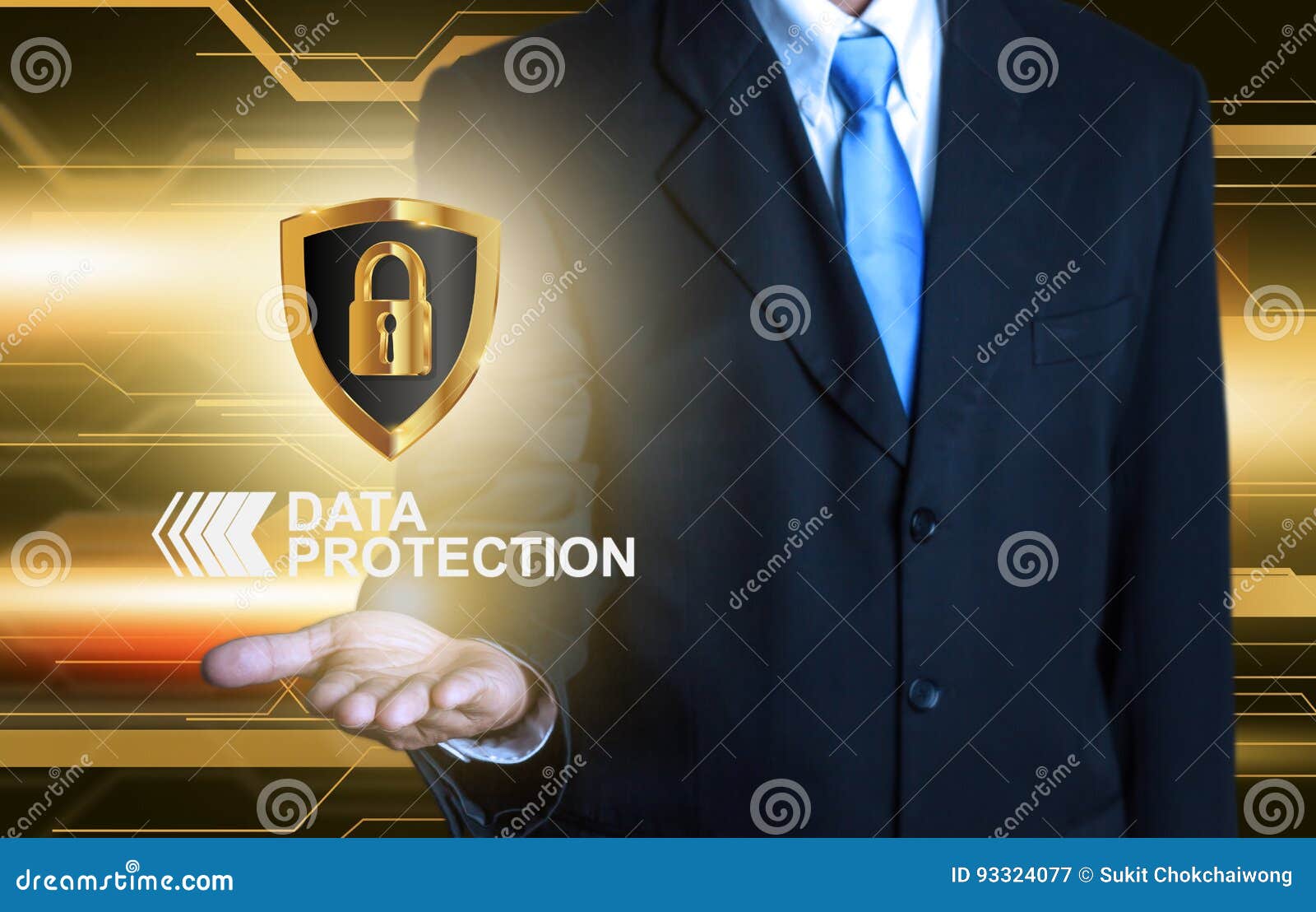 Businessman Data Protection Shield Stock Illustration - Illustration of ...
