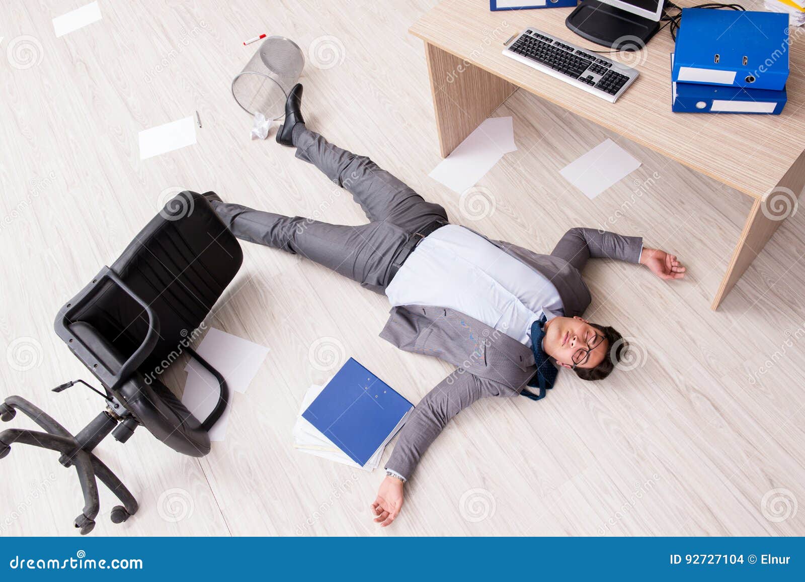 The Businessman Dead on the Office Floor Stock Photo - Image of ...