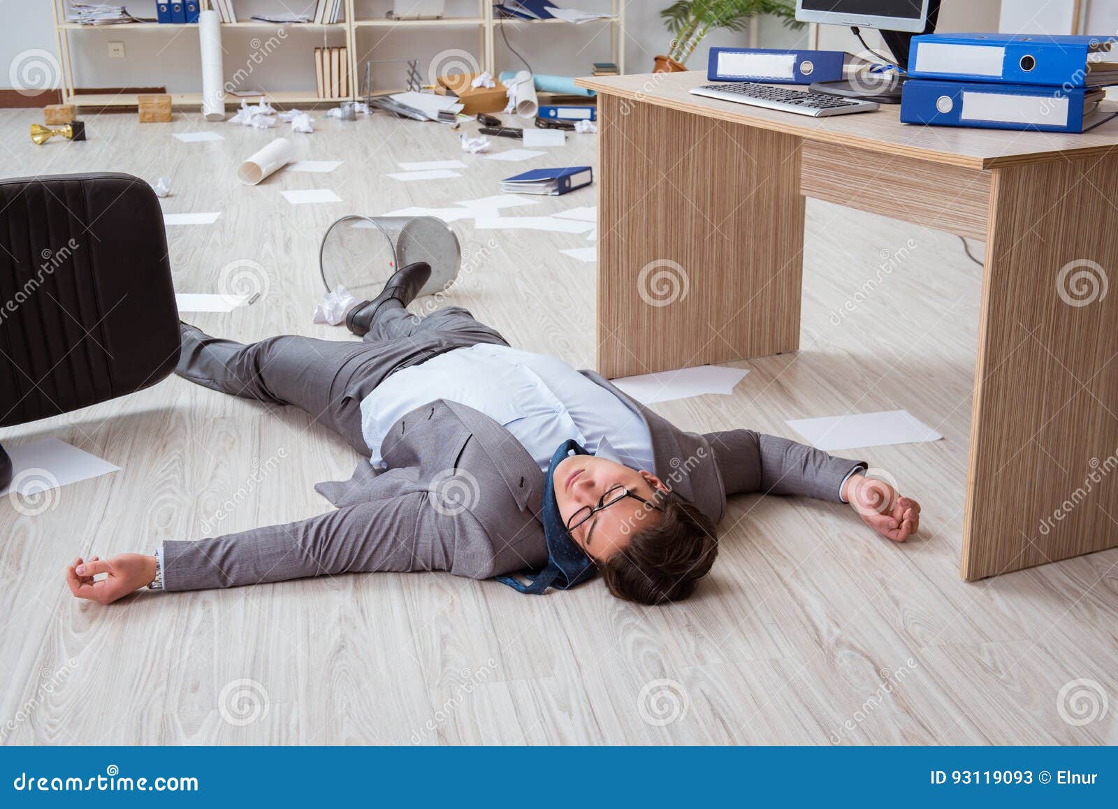 The Businessman Dead on the Office Floor Stock Image - Image of desk ...