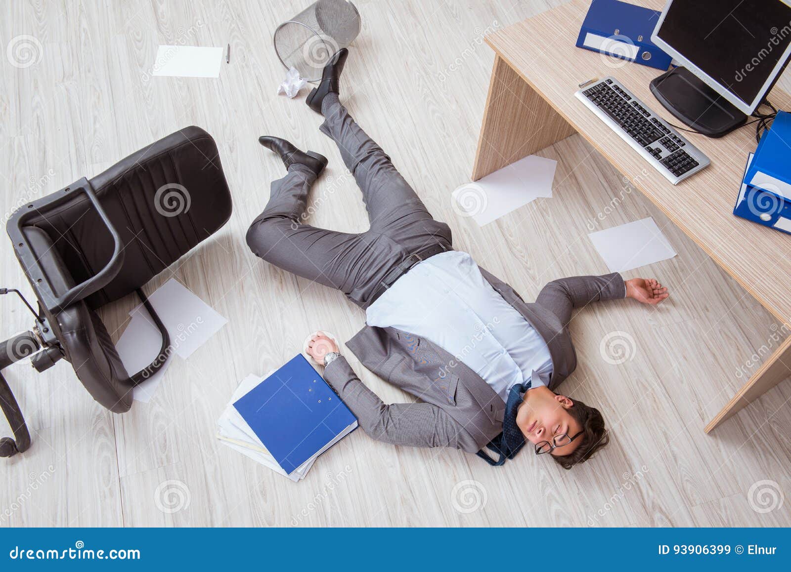 The Businessman Dead on the Office Floor Stock Image - Image of ...