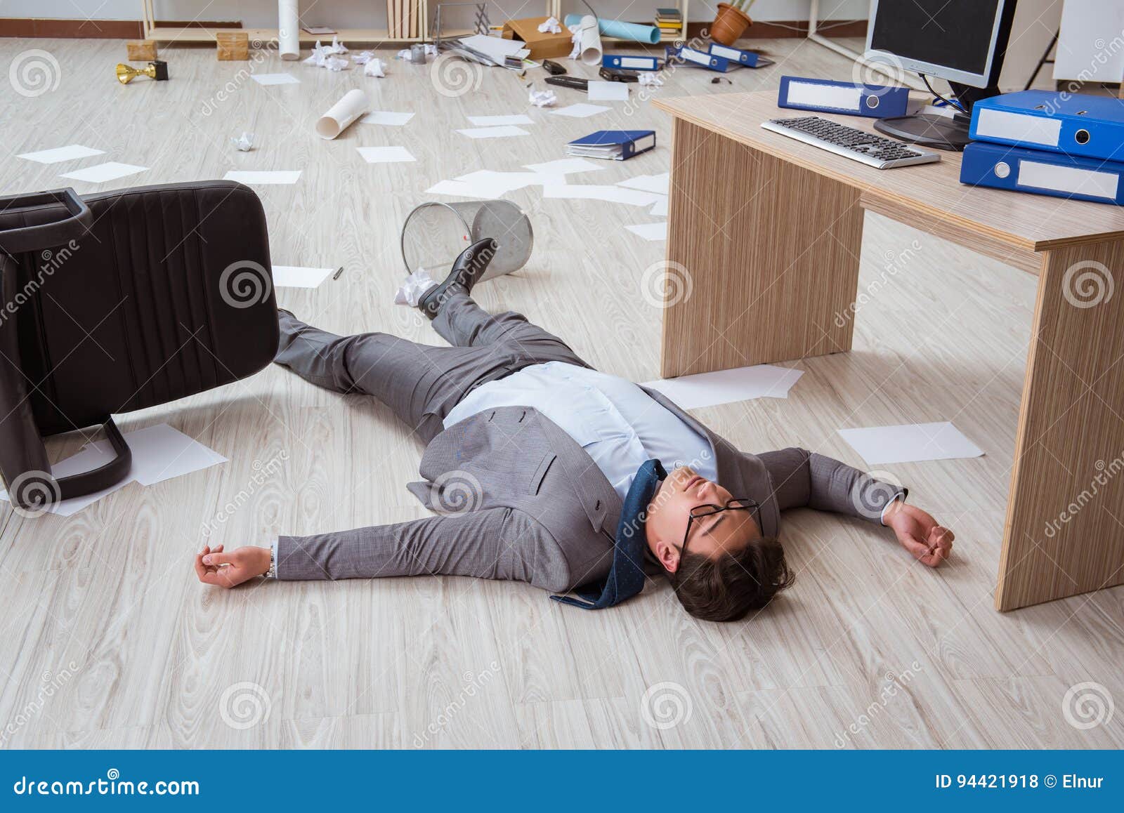The Businessman Dead on the Office Floor Stock Photo - Image of ...