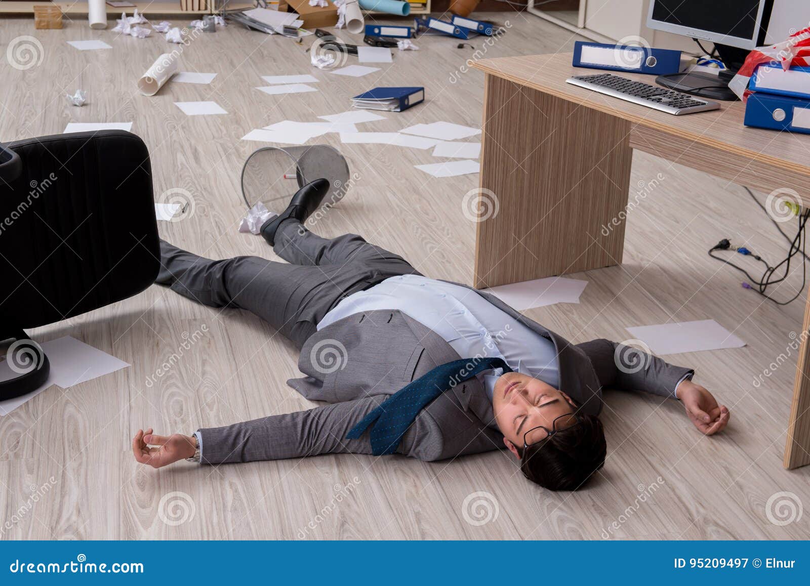 The Businessman Dead on the Office Floor Stock Image - Image of ...