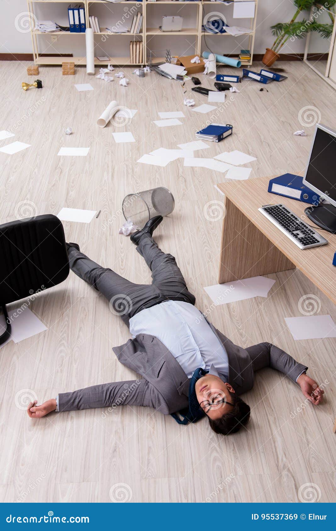The Businessman Dead on the Office Floor Stock Image - Image of body ...
