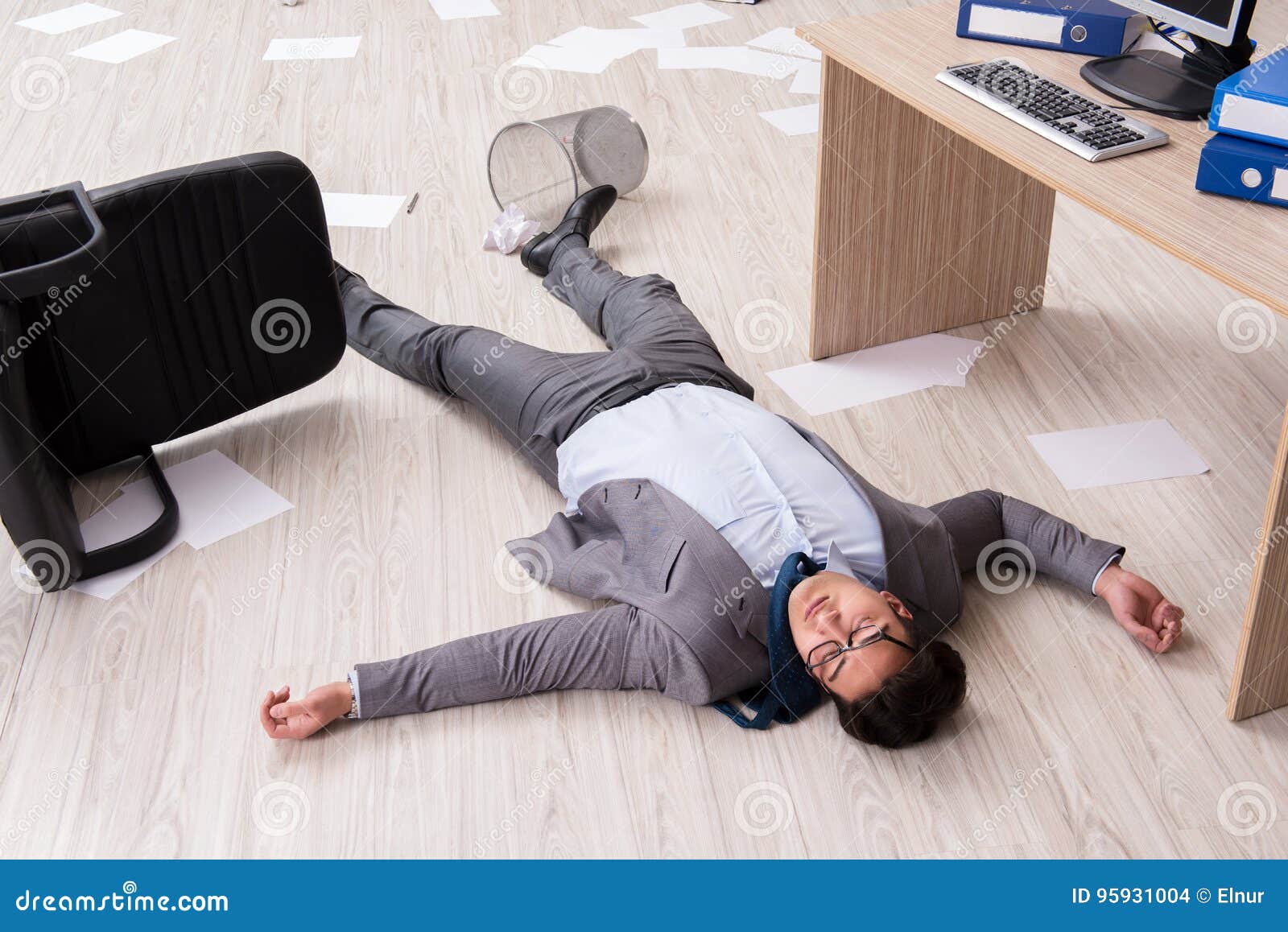 The Businessman Dead on the Office Floor Stock Photo - Image of body ...