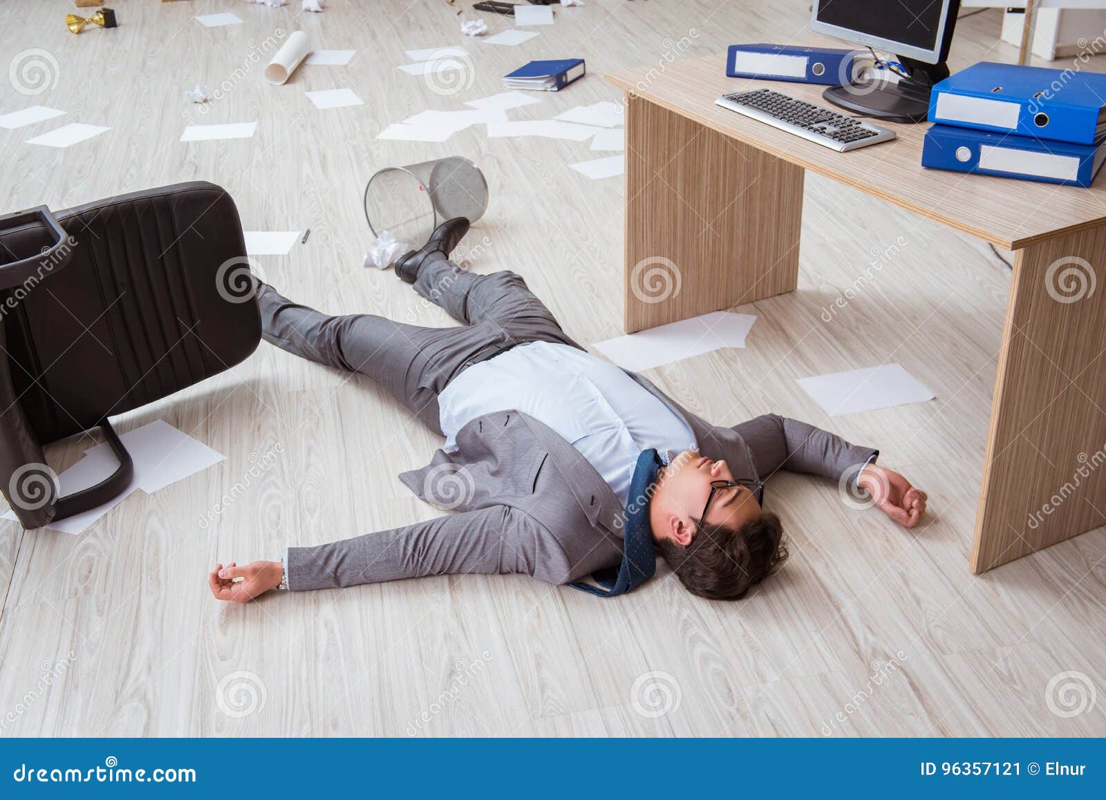 The Businessman Dead on the Office Floor Stock Image - Image of drunk ...